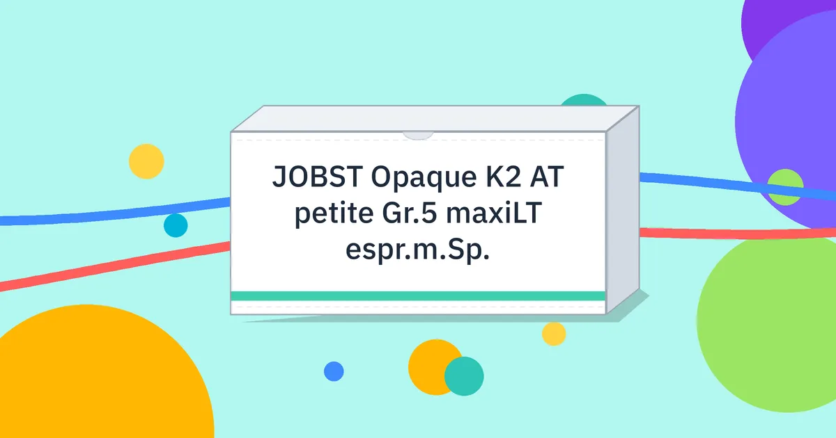 Symbolbild: Packung mit der Aufschrift JOBST Opaque K2 AT petite Gr.5 maxiLT espr.m.Sp. (PZN 16291732) – Verfügbarkeit und Bezug in Apotheken in Frankfurt am Main
