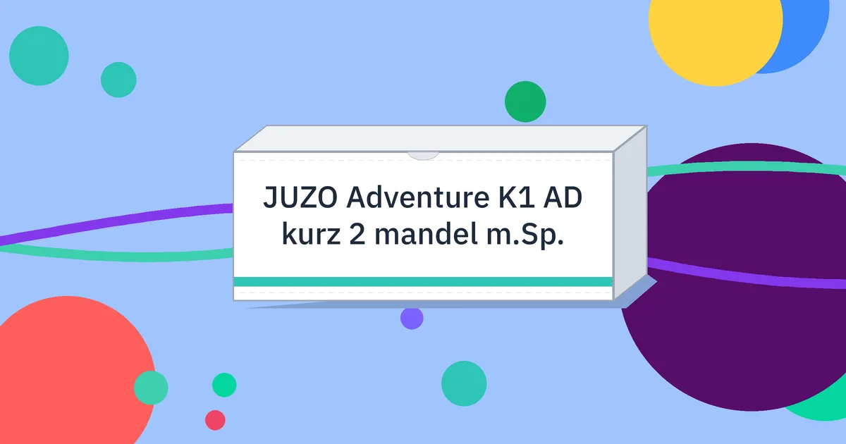 Symbolbild: Packung mit der Aufschrift JUZO Adventure K1 AD kurz 2 mandel m.Sp. (PZN 14972037) – Verfügbarkeit und Bezug in Apotheken in Frankfurt am Main