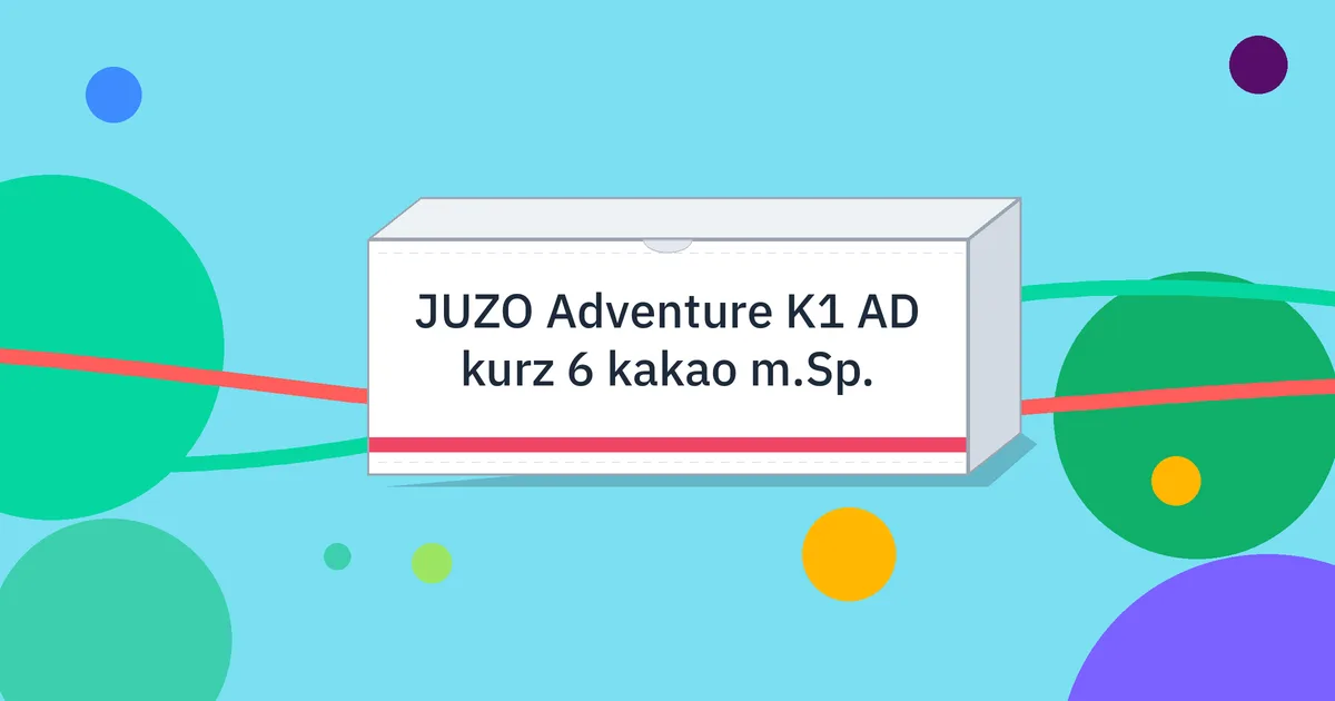 Symbolbild: Packung mit der Aufschrift JUZO Adventure K1 AD kurz 6 kakao m.Sp. (PZN 14972617) – Verfügbarkeit und Bezug in Apotheken in Frankfurt am Main
