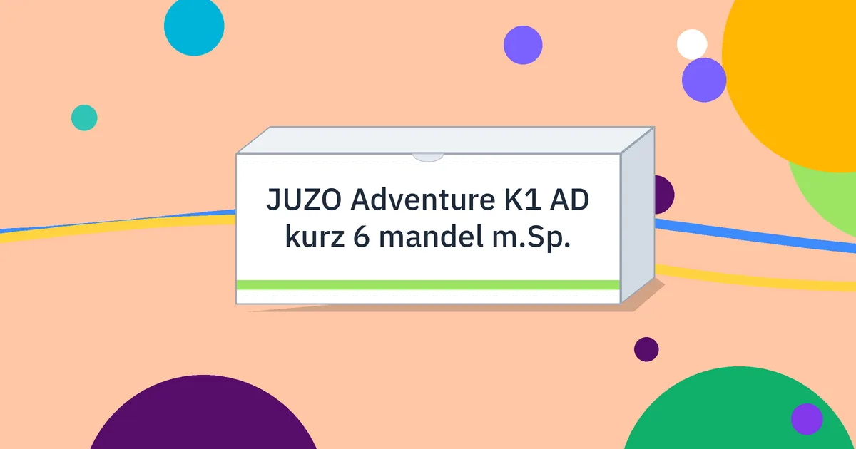 Symbolbild: Packung mit der Aufschrift JUZO Adventure K1 AD kurz 6 mandel m.Sp. (PZN 14972646) – Verfügbarkeit und Bezug in Apotheken in Frankfurt am Main