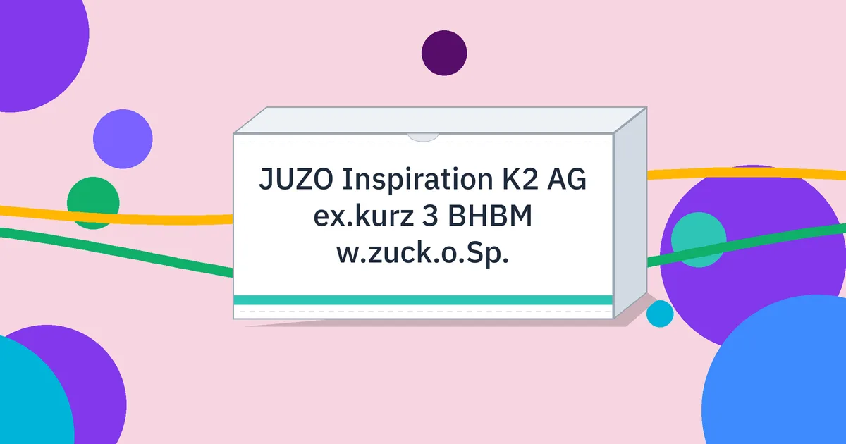 Symbolbild: Packung mit der Aufschrift JUZO Inspiration K2 AG ex.kurz 3 BHBM w.zuck.o.Sp. (PZN 14885657) – Verfügbarkeit und Bezug in Apotheken in Frankfurt am Main