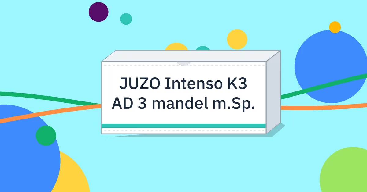 Symbolbild: Packung mit der Aufschrift JUZO Intenso K3 AD 3 mandel m.Sp. (PZN 18627509) – Verfügbarkeit und Bezug in Apotheken in Frankfurt am Main
