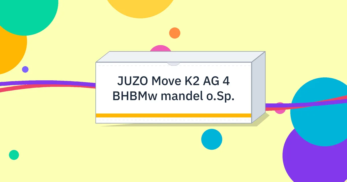 Symbolbild: Packung mit der Aufschrift JUZO Move K2 AG 4 BHBMw mandel o.Sp. (PZN 16649412) – Verfügbarkeit und Bezug in Apotheken in Frankfurt am Main