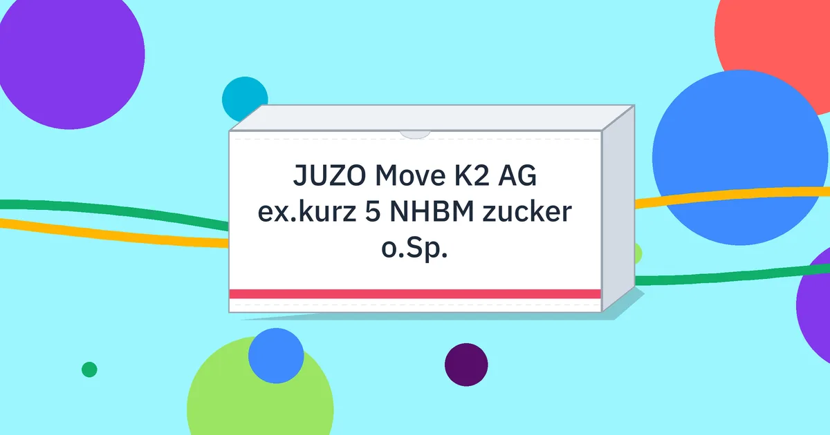 Symbolbild: Packung mit der Aufschrift JUZO Move K2 AG ex.kurz 5 NHBM zucker o.Sp. (PZN 18533151) – Verfügbarkeit und Bezug in Apotheken in Frankfurt am Main