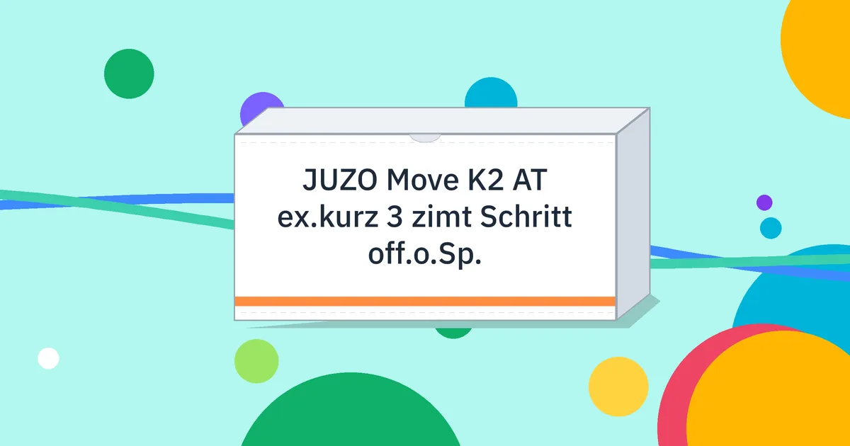 Symbolbild: Packung mit der Aufschrift JUZO Move K2 AT ex.kurz 3 zimt Schritt off.o.Sp. (PZN 20672701) – Verfügbarkeit und Bezug in Apotheken in Frankfurt am Main