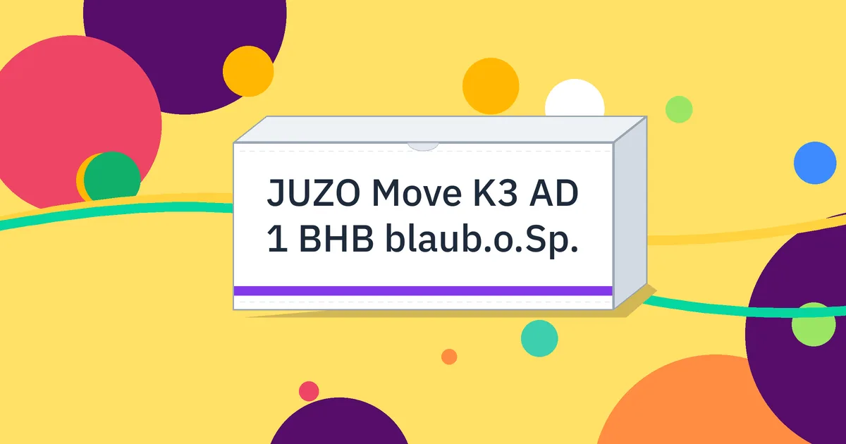 Symbolbild: Packung mit der Aufschrift JUZO Move K3 AD 1 BHB blaub.o.Sp. (PZN 18571565) – Verfügbarkeit und Bezug in Apotheken in Frankfurt am Main