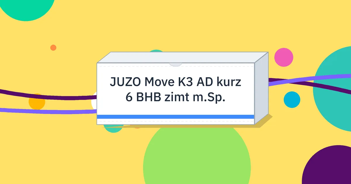 Symbolbild: Packung mit der Aufschrift JUZO Move K3 AD kurz 6 BHB zimt m.Sp. (PZN 18568416) – Verfügbarkeit und Bezug in Apotheken in Frankfurt am Main