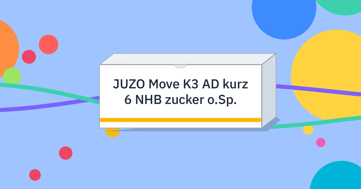 Symbolbild: Packung mit der Aufschrift JUZO Move K3 AD kurz 6 NHB zucker o.Sp. (PZN 18568758) – Verfügbarkeit und Bezug in Apotheken in Frankfurt am Main
