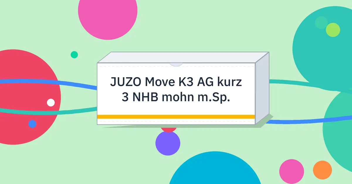 Symbolbild: Packung mit der Aufschrift JUZO Move K3 AG kurz 3 NHB mohn m.Sp. (PZN 18591013) – Verfügbarkeit und Bezug in Apotheken in Frankfurt am Main
