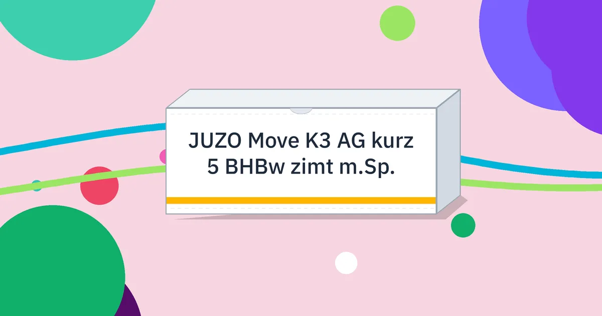 Symbolbild: Packung mit der Aufschrift JUZO Move K3 AG kurz 5 BHBw zimt m.Sp. (PZN 18579839) – Verfügbarkeit und Bezug in Apotheken in Frankfurt am Main