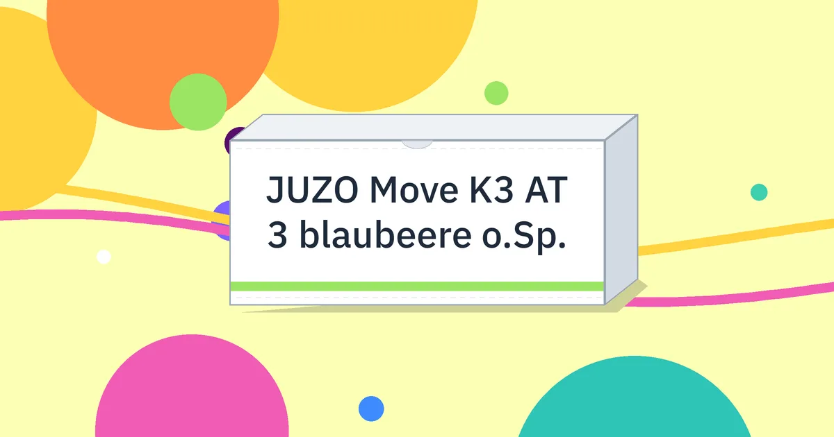 Symbolbild: Packung mit der Aufschrift JUZO Move K3 AT 3 blaubeere o.Sp. (PZN 20678520) – Verfügbarkeit und Bezug in Apotheken in Frankfurt am Main