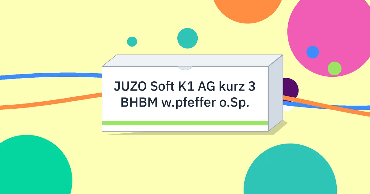 Symbolbild: Packung mit der Aufschrift JUZO Soft K1 AG kurz 3 BHBM w.pfeffer o.Sp. (PZN 14865330) – Verfügbarkeit und Bezug in Apotheken in Frankfurt am Main