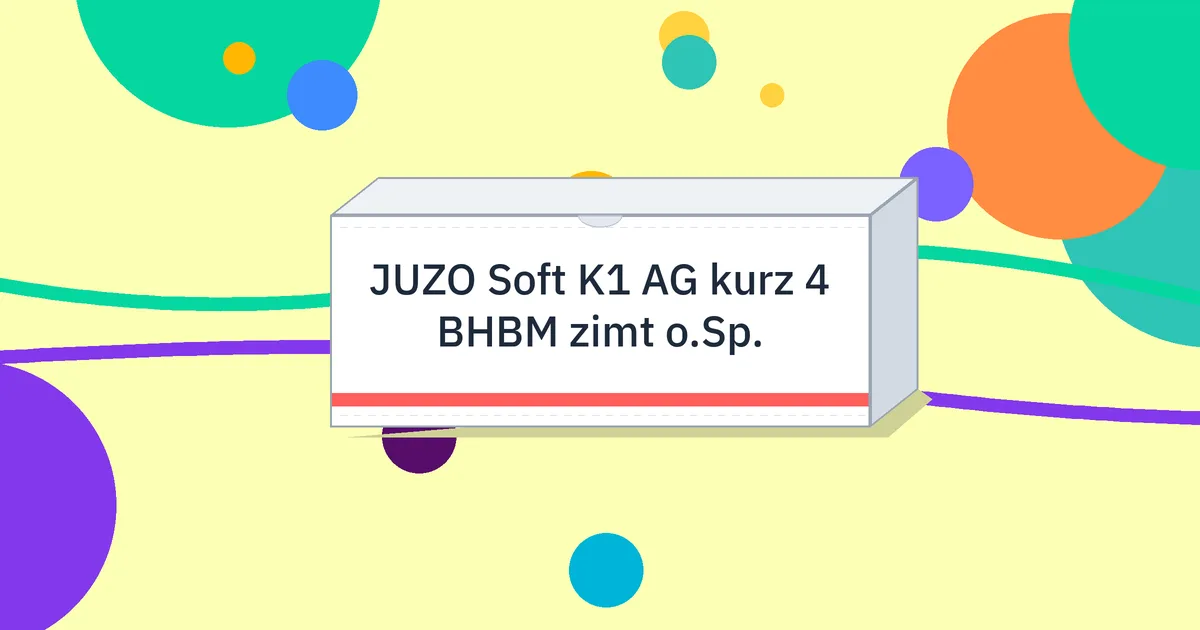 Symbolbild: Packung mit der Aufschrift JUZO Soft K1 AG kurz 4 BHBM zimt o.Sp. (PZN 14857537) – Verfügbarkeit und Bezug in Apotheken in Frankfurt am Main