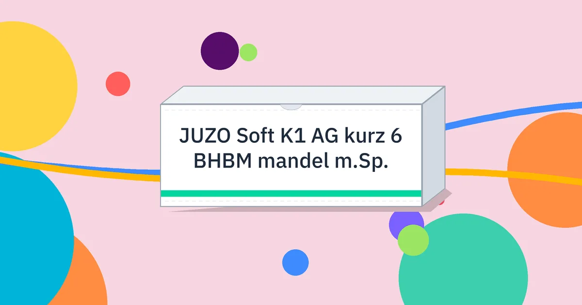 Symbolbild: Packung mit der Aufschrift JUZO Soft K1 AG kurz 6 BHBM mandel m.Sp. (PZN 14855857) – Verfügbarkeit und Bezug in Apotheken in Frankfurt am Main