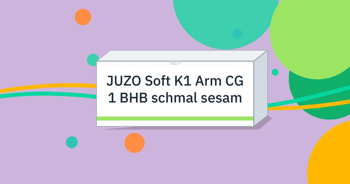 Symbolbild: Packung mit der Aufschrift JUZO Soft K1 Arm CG 1 BHB schmal sesam (PZN 15507621) – Verfügbarkeit und Bezug in Apotheken in Frankfurt am Main