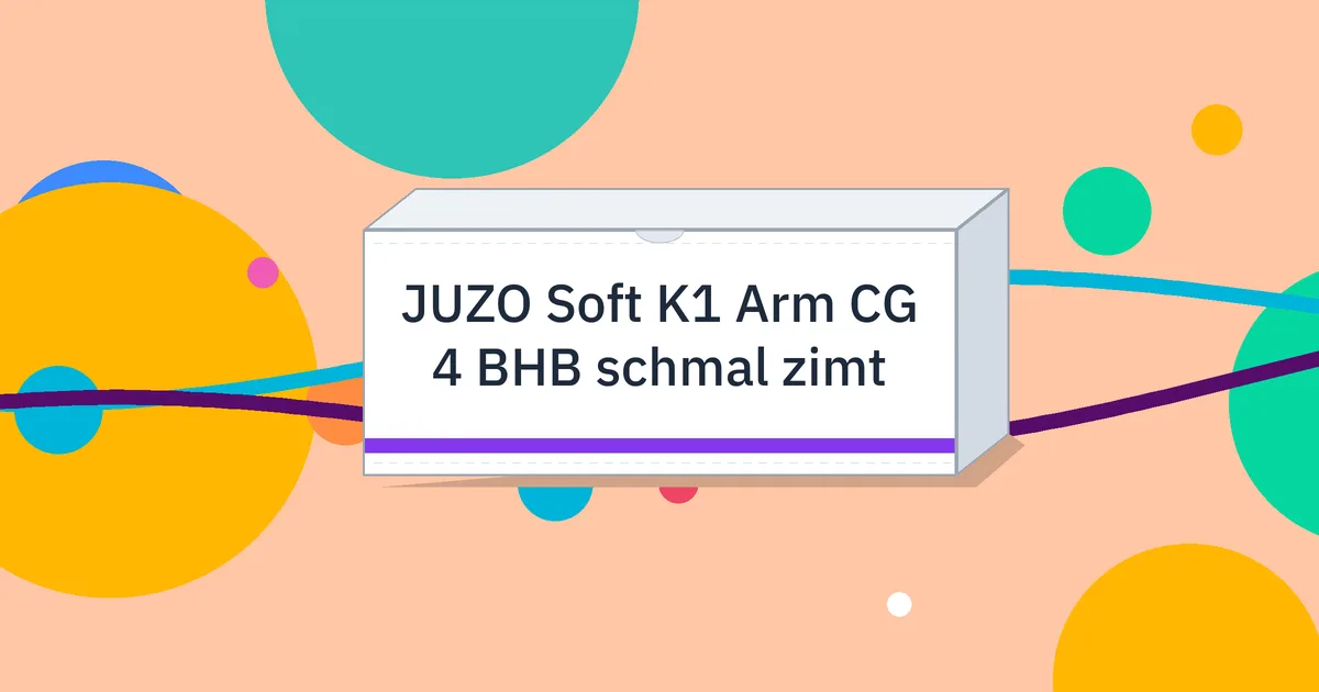 Symbolbild: Packung mit der Aufschrift JUZO Soft K1 Arm CG 4 BHB schmal zimt (PZN 15507590) – Verfügbarkeit und Bezug in Apotheken in Frankfurt am Main