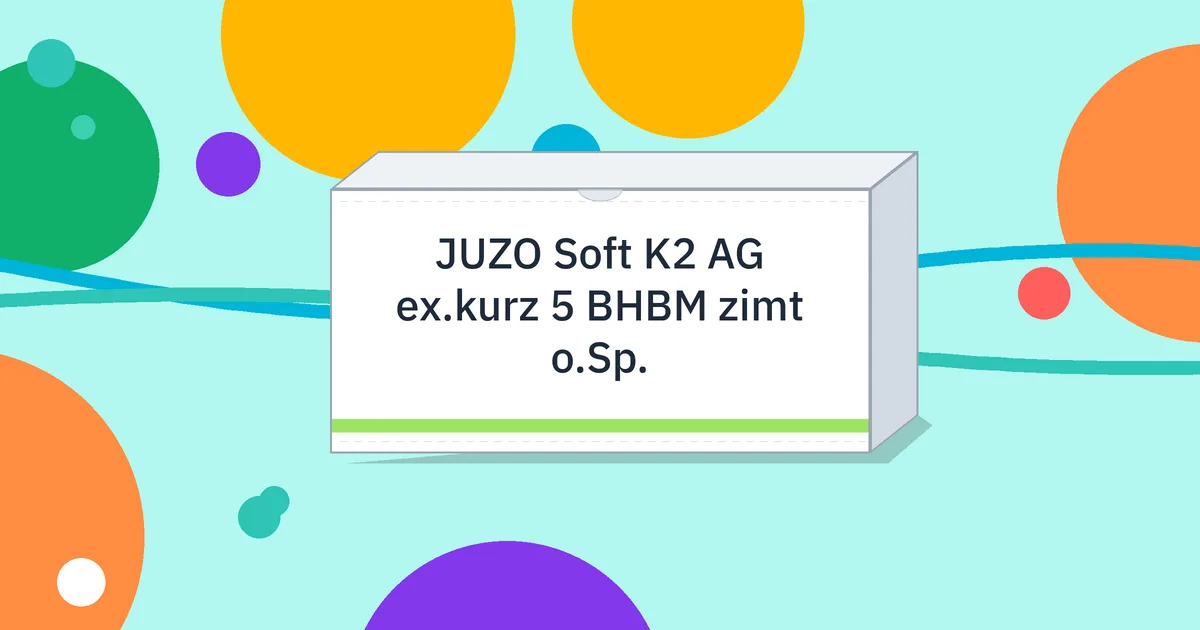 Symbolbild: Packung mit der Aufschrift JUZO Soft K2 AG ex.kurz 5 BHBM zimt o.Sp. (PZN 14862165) – Verfügbarkeit und Bezug in Apotheken in Frankfurt am Main