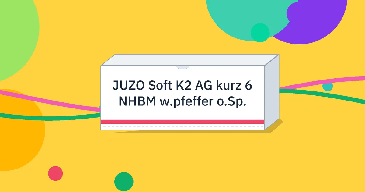 Symbolbild: Packung mit der Aufschrift JUZO Soft K2 AG kurz 6 NHBM w.pfeffer o.Sp. (PZN 15021054) – Verfügbarkeit und Bezug in Apotheken in Frankfurt am Main