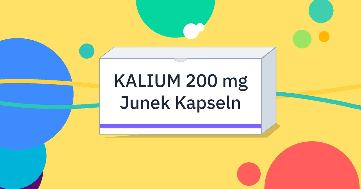 Symbolbild: Packung mit der Aufschrift KALIUM 200 mg Junek Kapseln (PZN 10336959) – Verfügbarkeit und Bezug in Apotheken in Frankfurt am Main