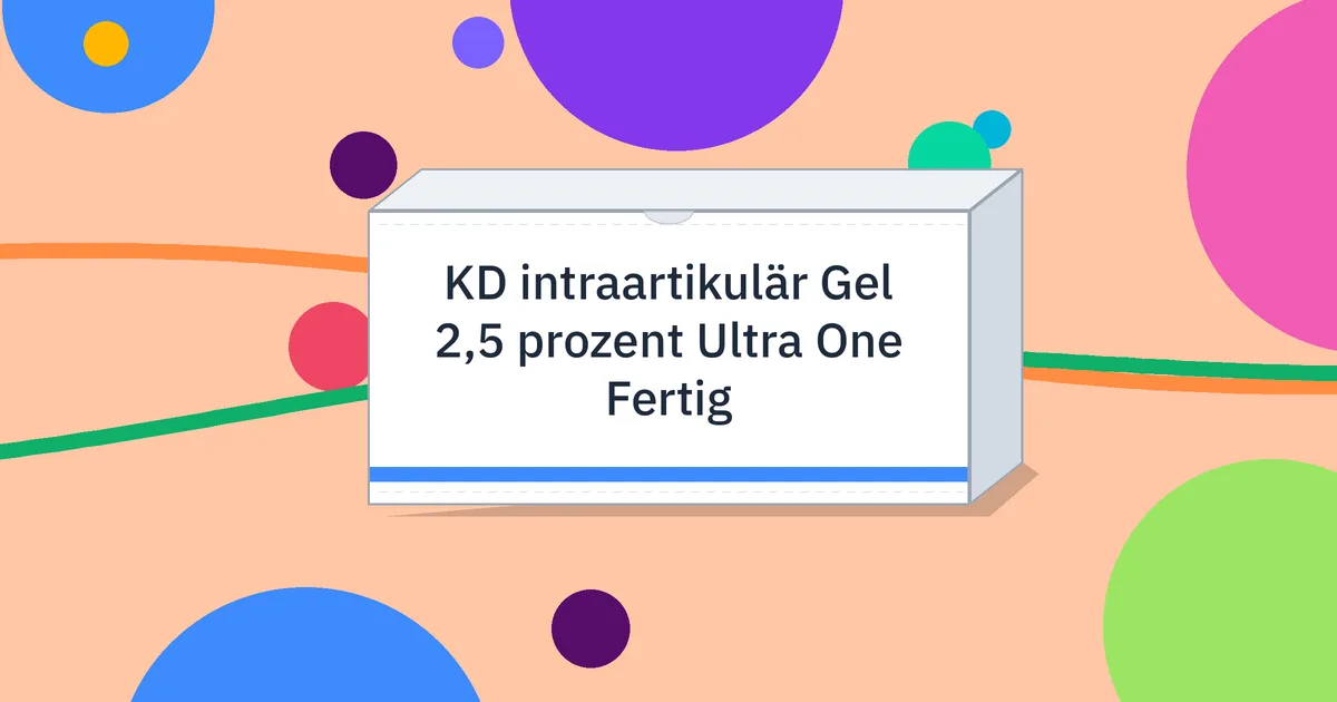 Symbolbild: Packung mit der Aufschrift KD intraartikulär Gel 2,5 prozent Ultra One Fertig (PZN 13227946) – Verfügbarkeit und Bezug in Apotheken in Frankfurt am Main