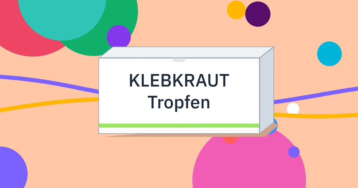 Symbolbild: Packung mit der Aufschrift KLEBKRAUT Tropfen (PZN 19338836) – Verfügbarkeit und Bezug in Apotheken in Frankfurt am Main