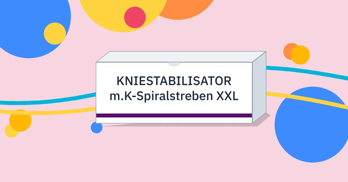 Symbolbild: Packung mit der Aufschrift KNIESTABILISATOR m.K-Spiralstreben XXL (PZN 19071646) – Verfügbarkeit und Bezug in Apotheken in Frankfurt am Main