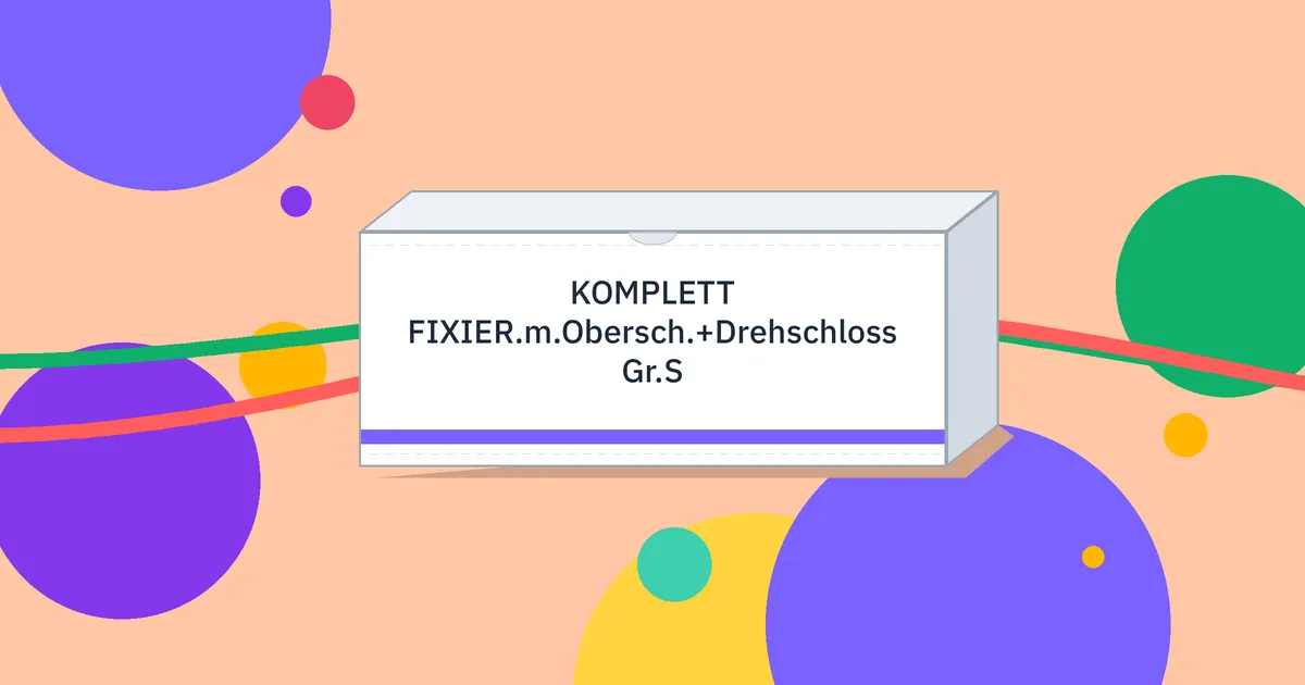 Symbolbild: Packung mit der Aufschrift KOMPLETT FIXIER.m.Obersch.+Drehschloss Gr.S (PZN 11573822) – Verfügbarkeit und Bezug in Apotheken in Frankfurt am Main