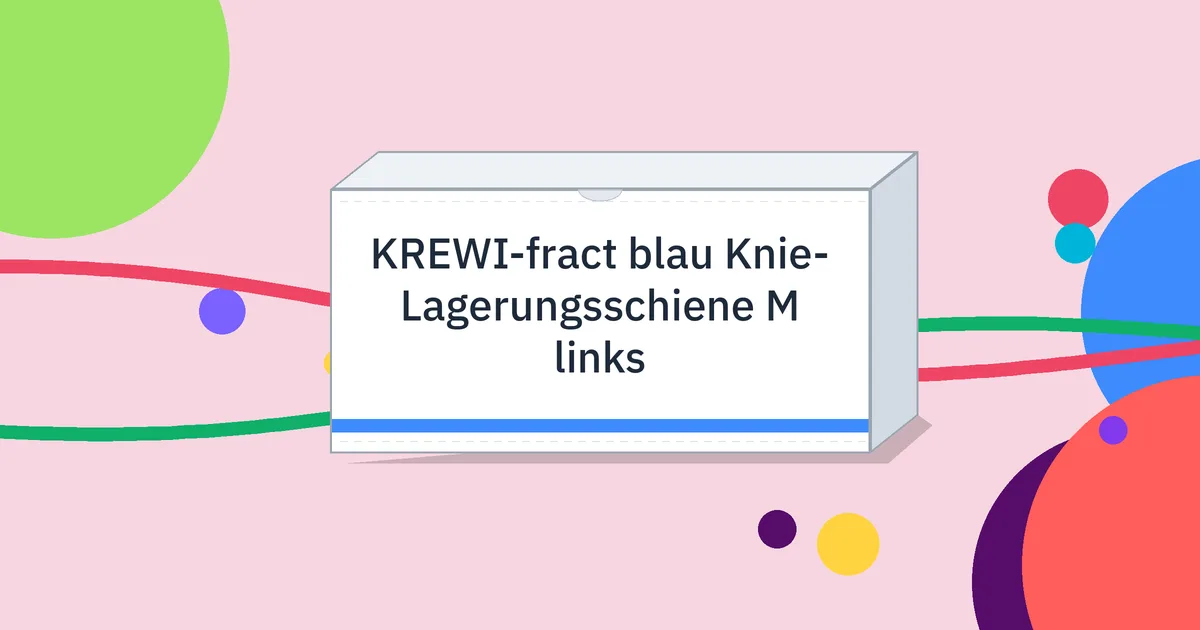 Symbolbild: Packung mit der Aufschrift KREWI-fract blau Knie-Lagerungsschiene M links (PZN 17299753) – Verfügbarkeit und Bezug in Apotheken in Frankfurt am Main