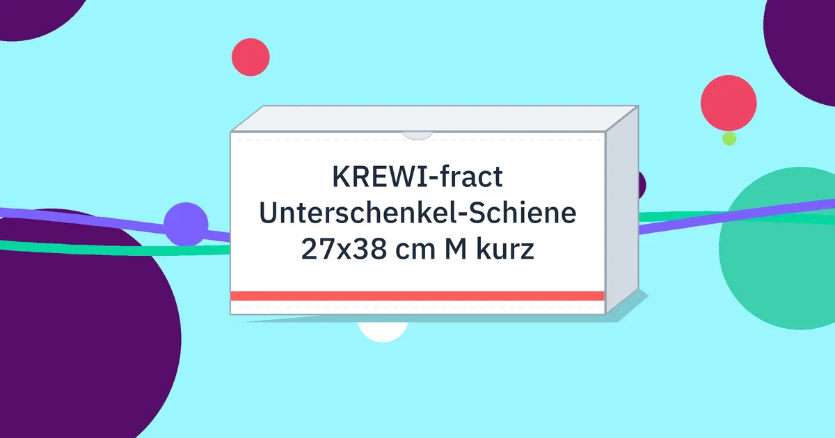 Symbolbild: Packung mit der Aufschrift KREWI-fract Unterschenkel-Schiene 27x38 cm M kurz (PZN 17300893) – Verfügbarkeit und Bezug in Apotheken in Frankfurt am Main