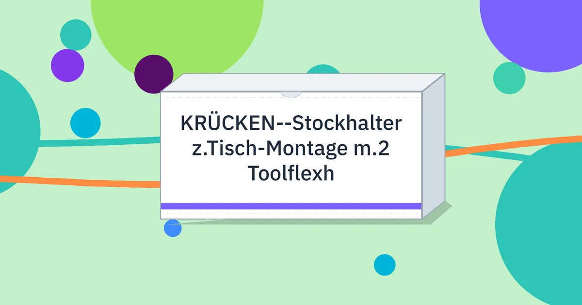 Symbolbild: Packung mit der Aufschrift KRÜCKEN--Stockhalter z.Tisch-Montage m.2 Toolflexh (PZN 09609375) – Verfügbarkeit und Bezug in Apotheken in Frankfurt am Main