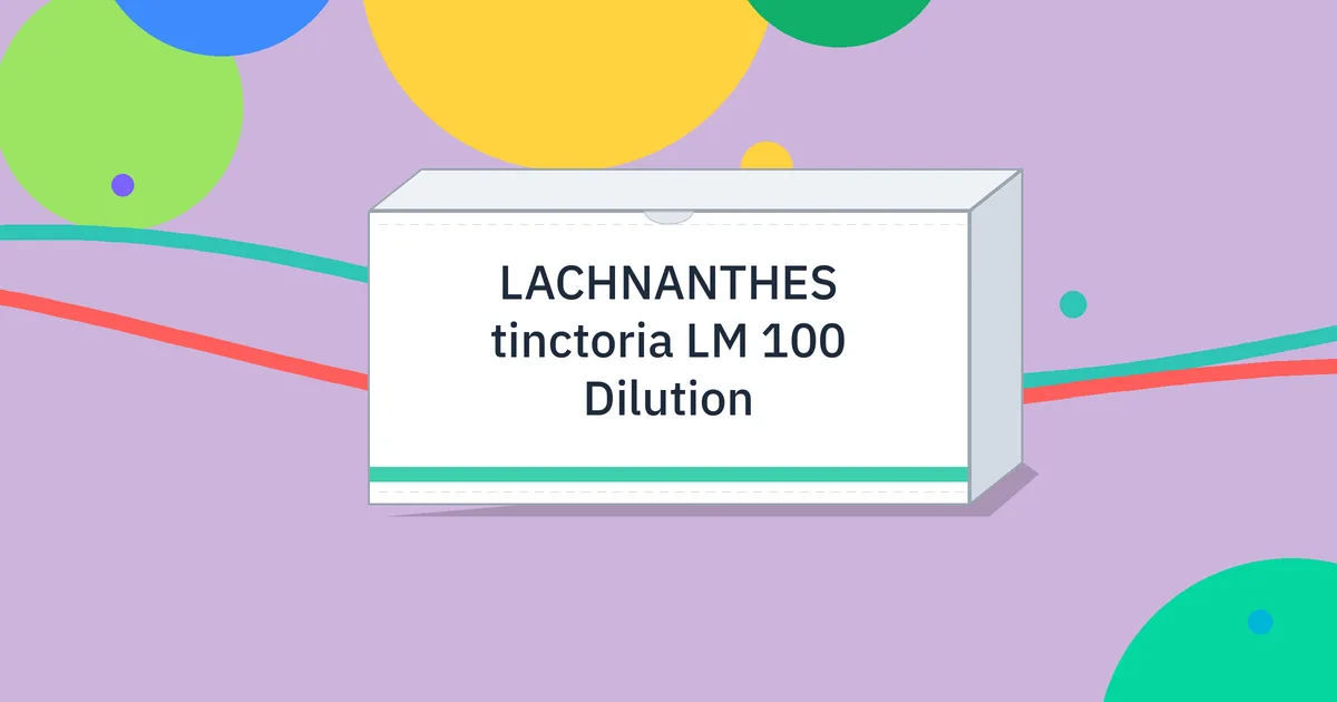 Symbolbild: Packung mit der Aufschrift LACHNANTHES tinctoria LM 100 Dilution (PZN 13520652) – Verfügbarkeit und Bezug in Apotheken in Frankfurt am Main