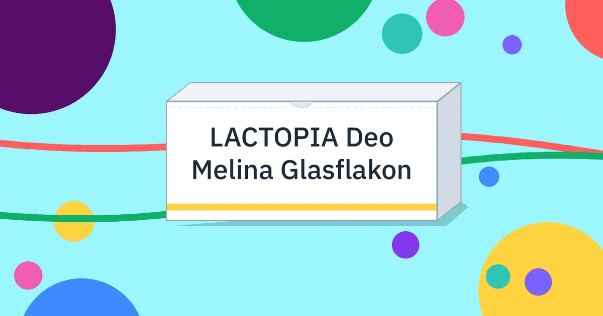 Symbolbild: Packung mit der Aufschrift LACTOPIA Deo Melina Glasflakon (PZN 10977670) – Verfügbarkeit und Bezug in Apotheken in Frankfurt am Main