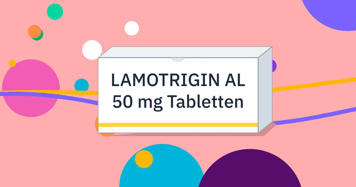 Symbolbild: Packung mit der Aufschrift LAMOTRIGIN AL 50 mg Tabletten (PZN 04192410) – Verfügbarkeit und Bezug in Apotheken in Frankfurt am Main