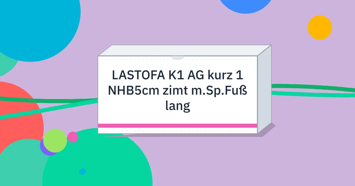 Symbolbild: Packung mit der Aufschrift LASTOFA K1 AG kurz 1 NHB5cm zimt m.Sp.Fuß lang (PZN 13788751) – Verfügbarkeit und Bezug in Apotheken in Frankfurt am Main