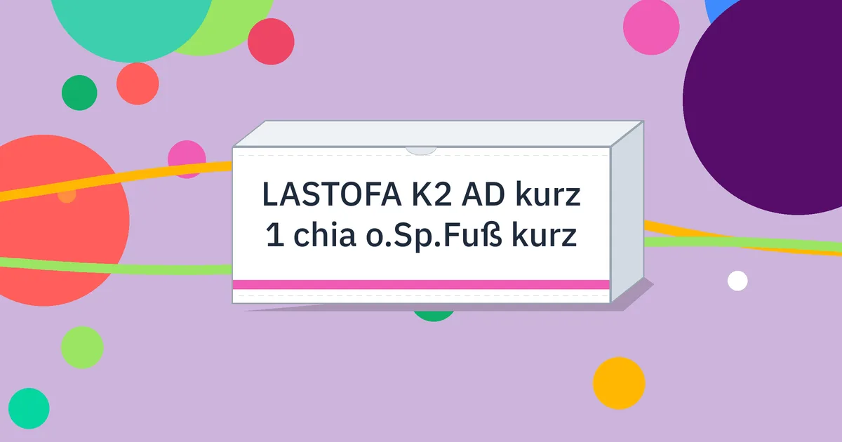 Symbolbild: Packung mit der Aufschrift LASTOFA K2 AD kurz 1 chia o.Sp.Fuß kurz (PZN 13799418) – Verfügbarkeit und Bezug in Apotheken in Frankfurt am Main