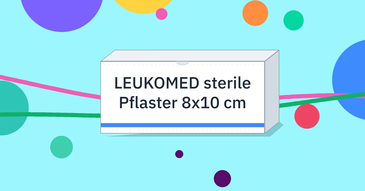 Symbolbild: Packung mit der Aufschrift LEUKOMED sterile Pflaster 8x10 cm (PZN 11606757) – Verfügbarkeit und Bezug in Apotheken in Frankfurt am Main
