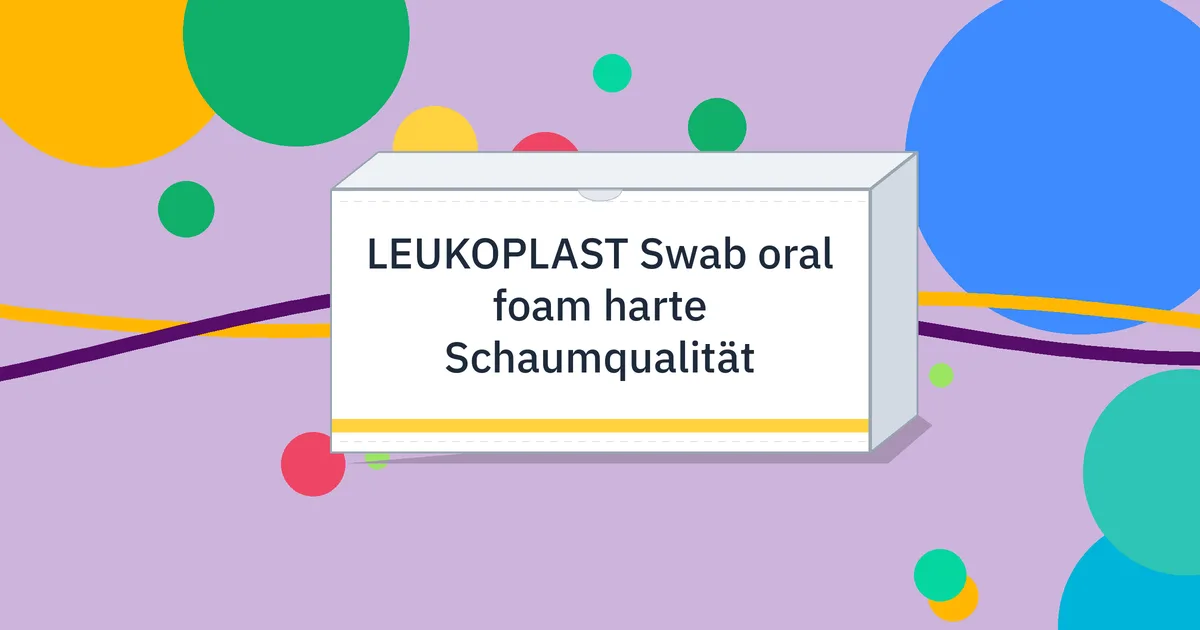Symbolbild: Packung mit der Aufschrift LEUKOPLAST Swab oral foam harte Schaumqualität (PZN 17207254) – Verfügbarkeit und Bezug in Apotheken in Frankfurt am Main