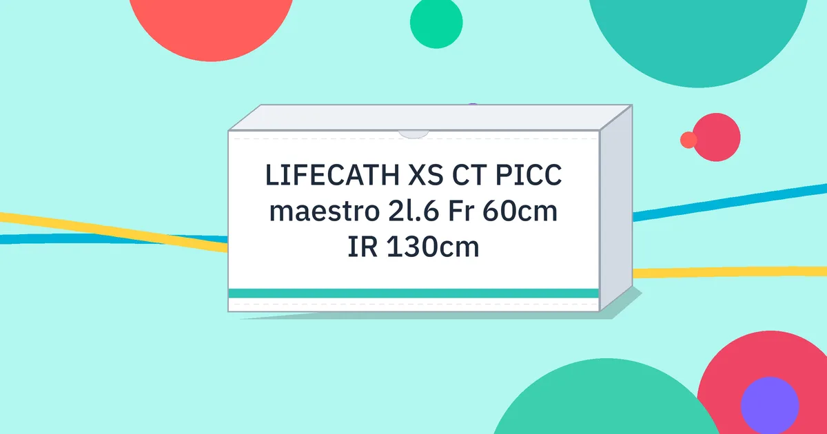 Symbolbild: Packung mit der Aufschrift LIFECATH XS CT PICC maestro 2l.6 Fr 60cm IR 130cm (PZN 19128151) – Verfügbarkeit und Bezug in Apotheken in Frankfurt am Main