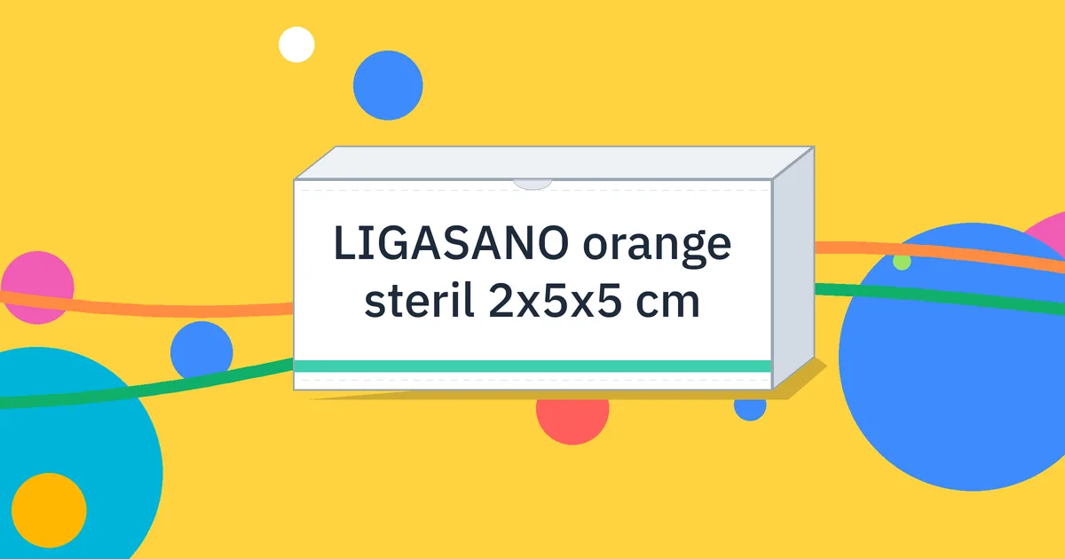 Symbolbild: Packung mit der Aufschrift LIGASANO orange steril 2x5x5 cm (PZN 17252071) – Verfügbarkeit und Bezug in Apotheken in Frankfurt am Main