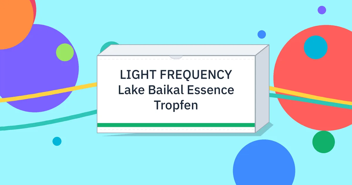 Symbolbild: Packung mit der Aufschrift LIGHT FREQUENCY Lake Baikal Essence Tropfen (PZN 18791870) – Verfügbarkeit und Bezug in Apotheken in Frankfurt am Main