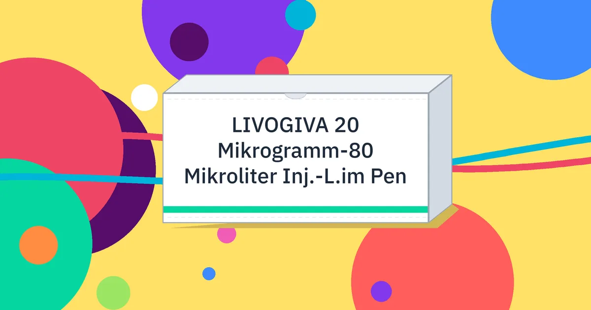 Symbolbild: Packung mit der Aufschrift LIVOGIVA 20 Mikrogramm-80 Mikroliter Inj.-L.im Pen (PZN 16222702) – Verfügbarkeit und Bezug in Apotheken in Frankfurt am Main