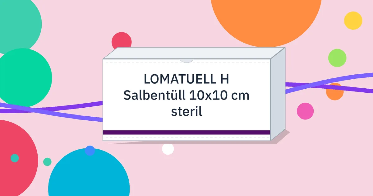 Symbolbild: Packung mit der Aufschrift LOMATUELL H Salbentüll 10x10 cm steril (PZN 14133874) – Verfügbarkeit und Bezug in Apotheken in Frankfurt am Main