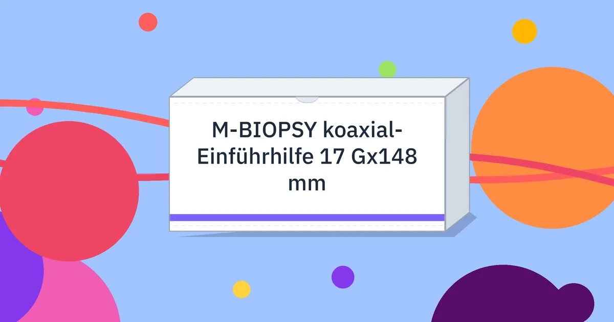 Symbolbild: Packung mit der Aufschrift M-BIOPSY koaxial-Einführhilfe 17 Gx148 mm (PZN 11285744) – Verfügbarkeit und Bezug in Apotheken in Frankfurt am Main