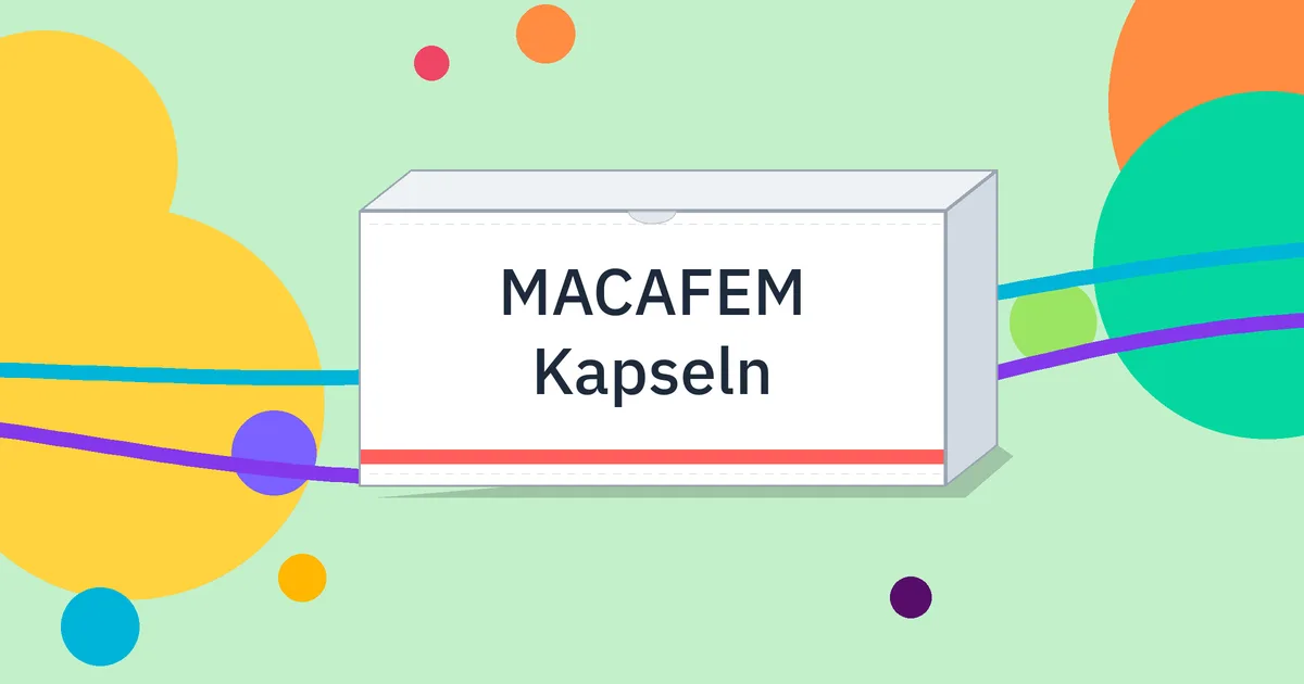 Symbolbild: Packung mit der Aufschrift MACAFEM Kapseln (PZN 18317720) – Verfügbarkeit und Bezug in Apotheken in Frankfurt am Main