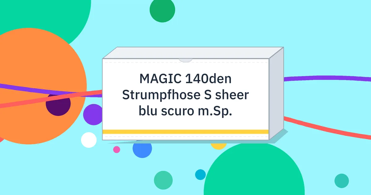Symbolbild: Packung mit der Aufschrift MAGIC 140den Strumpfhose S sheer blu scuro m.Sp. (PZN 16181877) – Verfügbarkeit und Bezug in Apotheken in Frankfurt am Main
