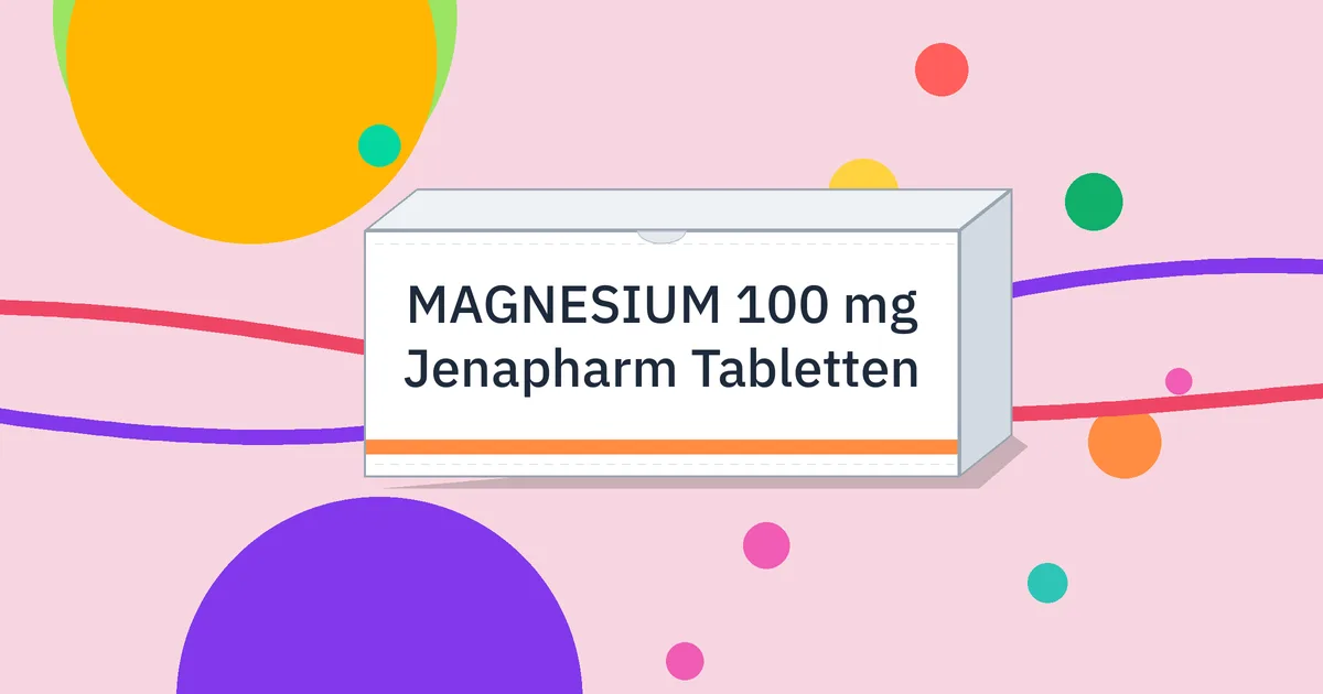 Symbolbild: Packung mit der Aufschrift MAGNESIUM 100 mg Jenapharm Tabletten (PZN 04016995) – Verfügbarkeit und Bezug in Apotheken in Frankfurt am Main