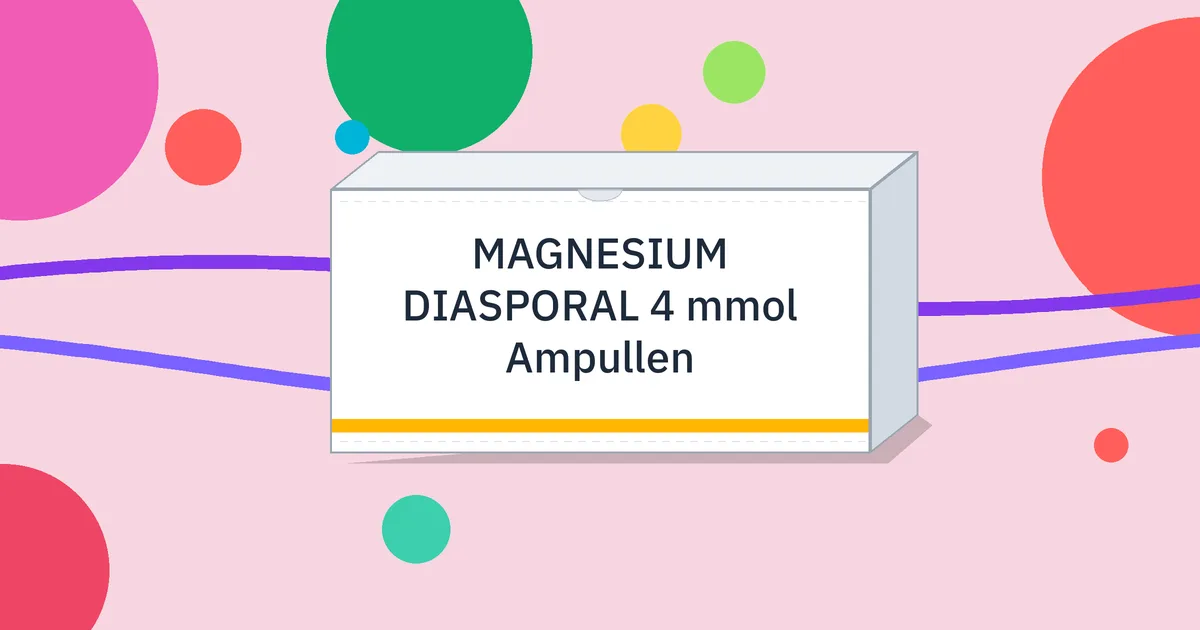Symbolbild: Packung mit der Aufschrift MAGNESIUM DIASPORAL 4 mmol Ampullen (PZN 08626785) – Verfügbarkeit und Bezug in Apotheken in Frankfurt am Main