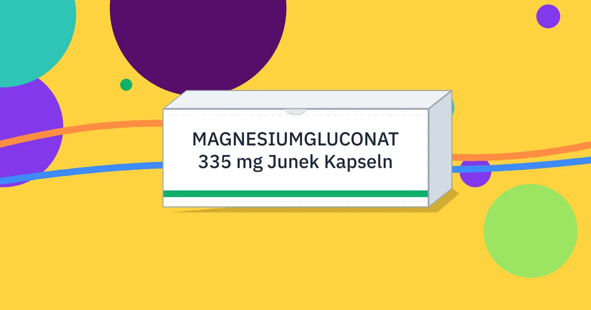 Symbolbild: Packung mit der Aufschrift MAGNESIUMGLUCONAT 335 mg Junek Kapseln (PZN 19786871) – Verfügbarkeit und Bezug in Apotheken in Frankfurt am Main