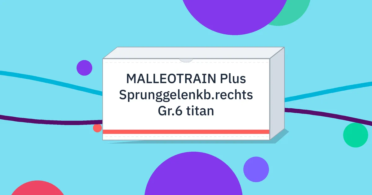 Symbolbild: Packung mit der Aufschrift MALLEOTRAIN Plus Sprunggelenkb.rechts Gr.6 titan (PZN 06909013) – Verfügbarkeit und Bezug in Apotheken in Frankfurt am Main