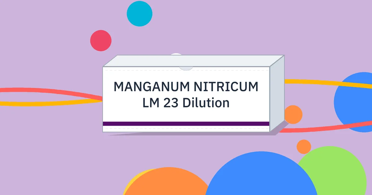 Symbolbild: Packung mit der Aufschrift MANGANUM NITRICUM LM 23 Dilution (PZN 12944290) – Verfügbarkeit und Bezug in Apotheken in Frankfurt am Main